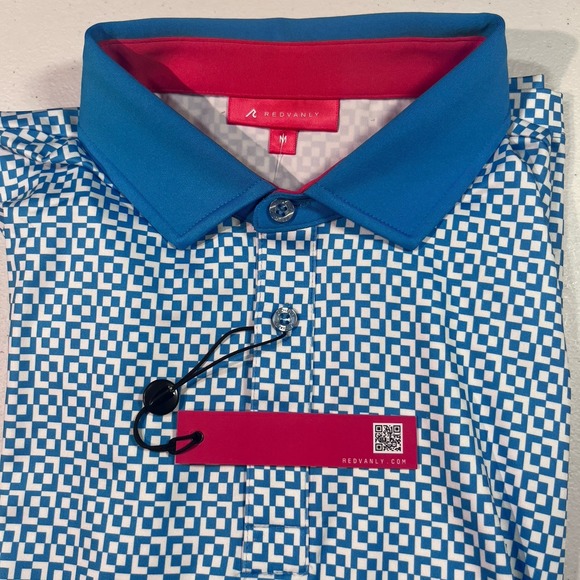 Redvanly | Shirts | Nwt Redvanly Mens Blake Polo Malibu Blue Geometric ...